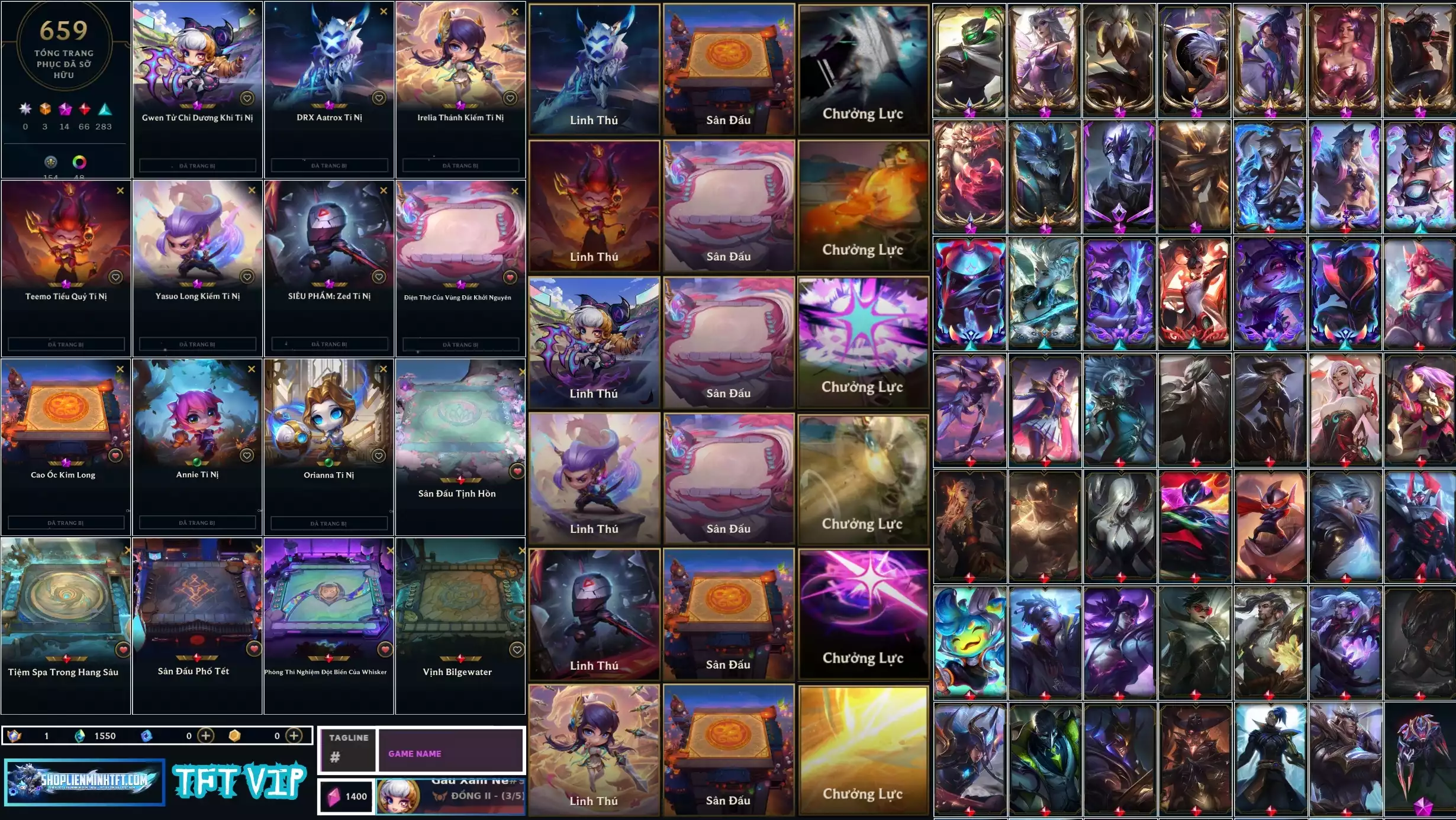 Acc #70160: ACC CHUYÊN TFT VÀ 5VS5 8 TÍM 6 TÍ NỊ TÍM 2 SÂN TÍM PET 3 ...