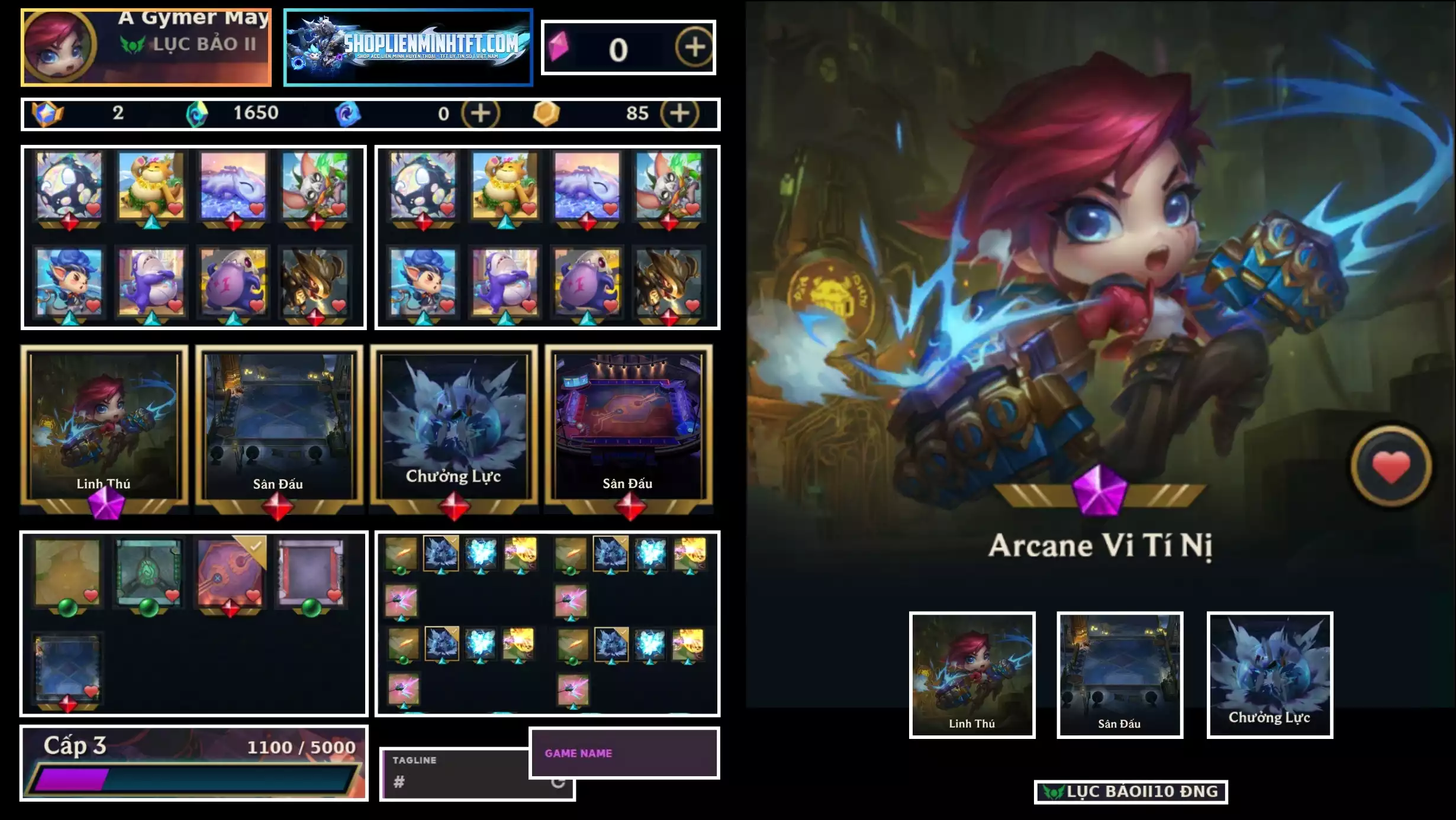 Acc #73686: ARCANE VI TÍ NỊ + CHƯỞNG VI PET 3 SAO VÀ 2 SÂN CHƯỞNG NHIỀU ...